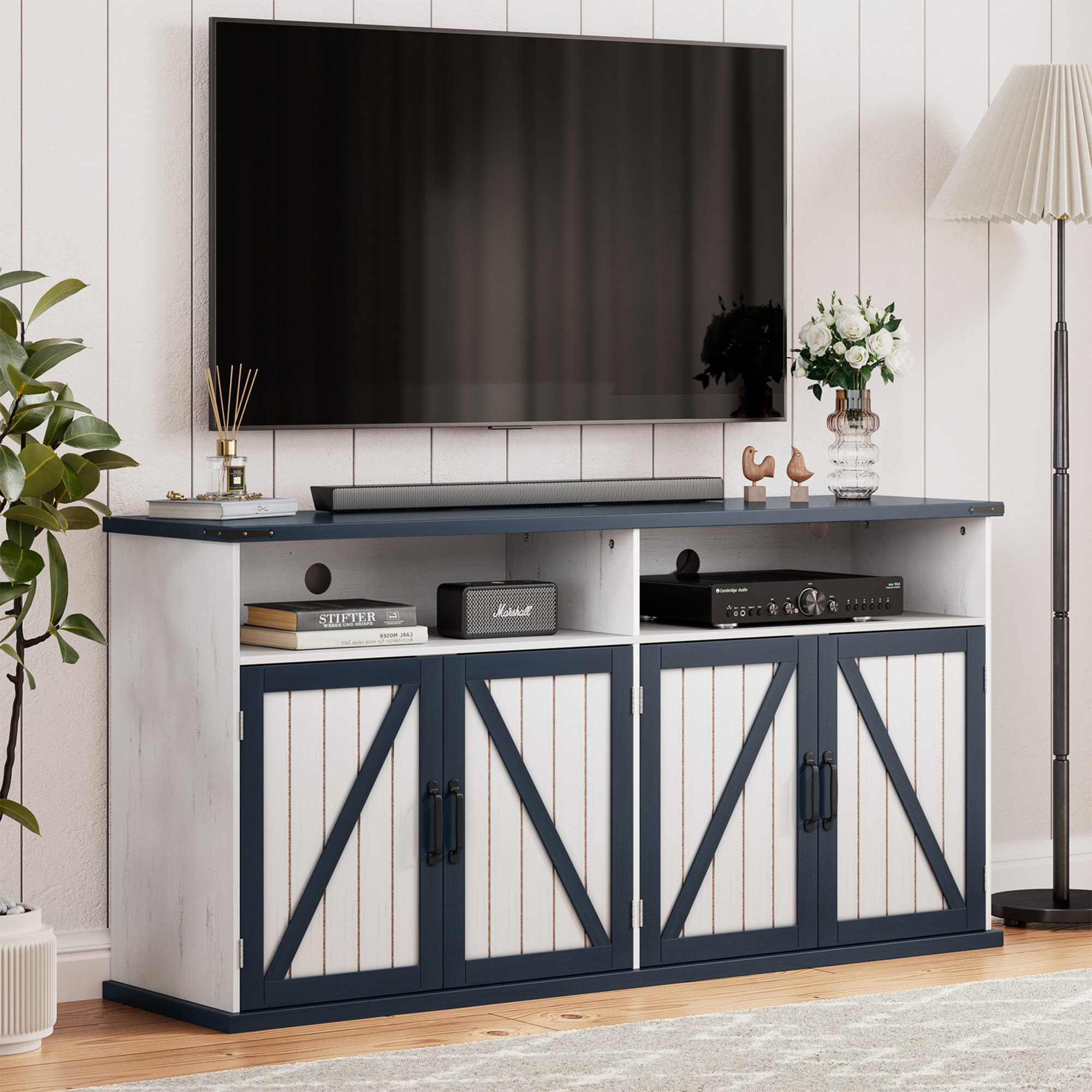Latitude Run® Tv Stand For Tvs Up To 65" With 2 With Storage Cabinets | Wayfair